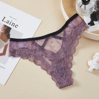 China Women Lace Mesh Polka-dot Thong Female Transparent Hollow Low Waist Cotton Crotch Triangle T Pants Sexy Panties For Women for sale