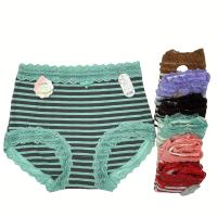 China Women's Fashionable Pure Cotton Middle Waist Panties New Color Lace Underpants Plus Size Women's Underwear-Sizes 5XL 6XL for sale