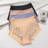China Women's Underwear Summer Ice Silk High Elastic Waist Plus Size Breathable Mesh Sexy Lace Briefs for Women for sale