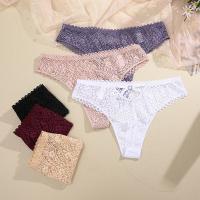 China Brief Women's Underwear Low Waist Underwear Women Rhinestone Sexy Translucent Lace Ladies Underwear Thong for sale