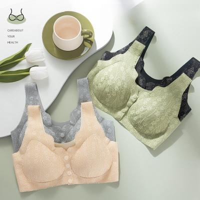 China 2025 New Arrival Front Closure Bra for Women Lace Seamless Women Sporty Wire Free Middle Age Ladies Women Bra for sale