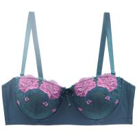China Women Embroidery Lace Bra Luxury Quality Convertible Straps 1/2 Cup Sexy Lingerie Lace Bra Wholesale Women for sale
