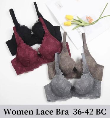 China Lace Women Bra Three Hook-and-eye Wire Free Comfort Bra High Quality Lace Design Women Bra for sale