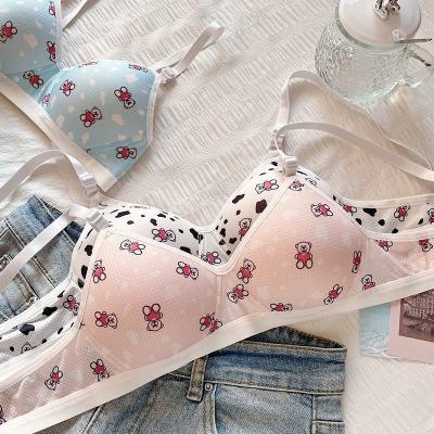 China Sweet Cartoon Bear Triangle Cup Underwear for Women With Small Breast Gathered High School Students for Small Breast Slim Girls for sale
