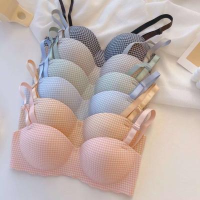 China Wholesale Hot Selling Women Bra Factory Warehouse Promotion Price Solid Color Young Ladies Bra Houndstooth Stripes for sale