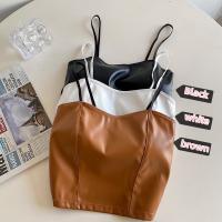 China Ladies Vest Style Leather Suspenders Beautiful Back Vest Women's Slim Short Fixed Cup Chest Pad Women Vest Style Bra for sale