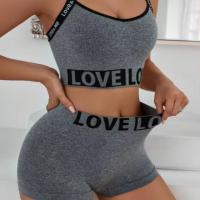 China Wholesale High Quality Underwear Set Love Letter Waist Suspender Vest Ladies Boyshort Fashionable Matching Set for Women for sale
