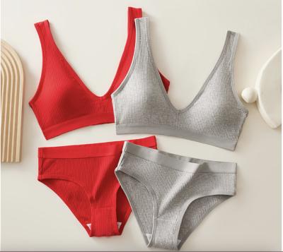 China Wholesale One Piece Sports Bra Panty Set New Style Sport Style Ribbed Underwear Set for Women for sale