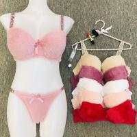 China Underwear Bra Set Plush Fabric Underwire Plush Bra Rhinestone Strap Bra Large Size Wholesale 46-52 C Cup Women for sale