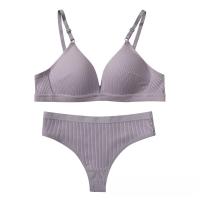 China Wholesale 2024 Women Pure Cotton Thong Panties With Bra Set Hot Selling Women Bra With Panty Set Cotton for sale