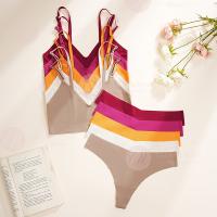 China New Arrival Women Sexy Underwear Bra Set Women's V-neck Thong Underwear Seamless Wire-free Comfortable Sports Bra Set for sale