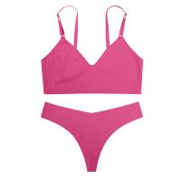 China New Arrival Women Sexy Underwear Bra Set Women's V-neck Thong Underwear Seamless Wire-free Comfortable Sports Bra Set for sale