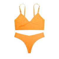 China New Arrival Women Sexy Underwear Bra Set Women's V-neck Thong Underwear Seamless Wire-free Comfortable Sports Bra Set for sale