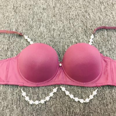 China High Quality Women Romantic Panty Bra Set Wholesale Pearl Decoration Cute Fancy Women BRA Set PLUS SIZE 46-52C for sale