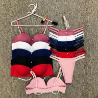 China High Quality Women Romantic Panty Bra Set Wholesale Pearl Decoration Cute Fancy Women BRA Set PLUS SIZE 46-52C for sale
