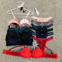 China Foreign Trade Wholesale Underwear Women's Bra Underwire Velvet Bra Set Pearl Decoration Bra Underwear Panty Set for sale