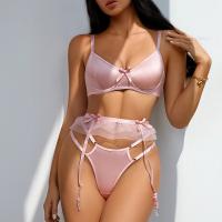 China Women Bra Sexy Girl Three-piece Underwear Set Exquisite Bow S M L Breathable Plus Size Comfortable Briefs Ladies Bra for sale