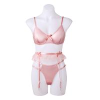 China Women Bra Sexy Girl Three-piece Underwear Set Exquisite Bow S M L Breathable Plus Size Comfortable Briefs Ladies Bra for sale