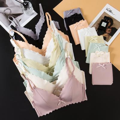 China Women Wire Free Bra With Panty Set High Quality Seamless Lingerie Panties With Bra Set Women for sale