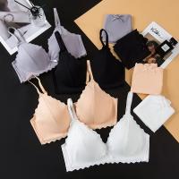 China Women Wire Free Bra With Panty Set High Quality Seamless Lingerie Panties With Bra Set Women for sale