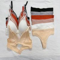China Wholesale High Quality New Fashion Bra With Thong Panty Set Cotton Quality Breathable Wire-Free Pad Adjusted Straps Bra for sale