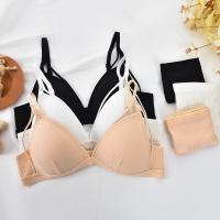 China Wholesale High Quality New Fashion Bra With Thong Panty Set Cotton Quality Breathable Wire-Free Pad Adjusted Straps Bra for sale