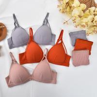 China Wholesale High Quality New Fashion Bra With Thong Panty Set Cotton Quality Breathable Wire-Free Pad Adjusted Straps Bra for sale