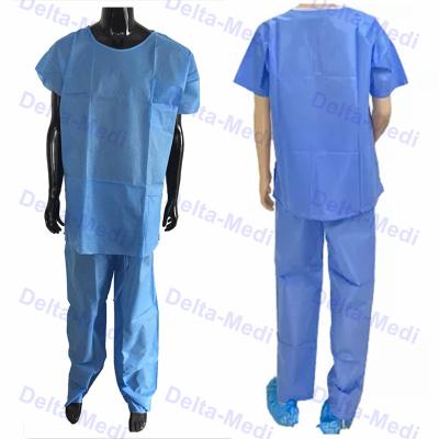 China Protective Non Woven Disposable Patient Gown Safety Non Sterile Short Sleeve for sale