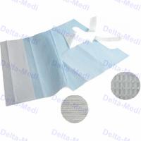 China Blue White Disposable Patient Dental Bib With Tie Pocket for sale
