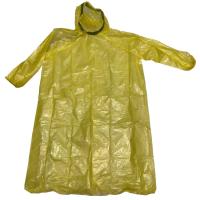 China New arrival yellow,green colors polyethylene raincoat adjustable neck belt with elastic cuffs for sale