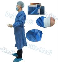 China Blue Disposable Surgical Gown , SMS Surgeon Gown With Hand Towels for sale