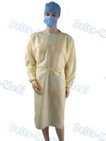 China PP Light Yellow Disposable Isolation Gowns Protective Surgery Clothing for sale