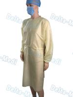 China PP Light Yellow Disposable Isolation Gowns Protective Surgery Clothing for sale