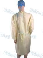 China PP Material Yellow Disposable Laboratory Gowns Comfortable 2 Waist Belts Tie On for sale