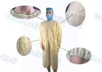 China PP Material Yellow Disposable Laboratory Gowns Comfortable 2 Waist Belts Tie On for sale