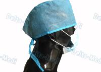 China Ties On Back Blue PP Disposable Surgical Caps Dust Proof With Stitching Thread for sale