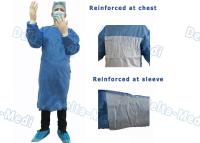 China Ultrasonic Bonding Disposable Examination Gowns , Impervious SMMS Disposable Gowns Chest Fabric Reinforced for sale