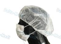 China White Disposable Bouffant Surgical Caps Round / Flat Elastic High Air Permeability for sale