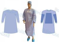 China Wood Pulp Spunlace Sterile Disposable Surgical Gown With Knitted Cuff for sale