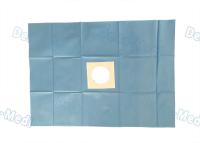 China Blue Surgery Sterile Disposable Drapes With Circle Hole / Adhesive Tape for sale
