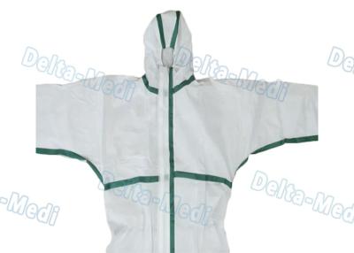 China 45GSM Disposable Work Coveralls , Elastic Cuffs Chemical Resistant Disposable Coveralls for sale