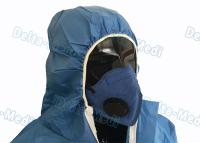China Dark Blue SF Microporous Disposable Protective Coveralls Hooded With Elastic Cuff for sale
