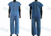 China Over Lock Sewing Disposable Scrub Suits , Custom Size Blue Scrub Suit for sale