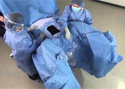 China Surgical Laparoscopy Drape , Sterile Disposable Patient Drapes With ETO Blue Color for sale