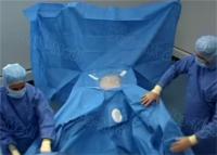 China Surgical Laparoscopy Drape , Sterile Disposable Patient Drapes With ETO Blue Color for sale