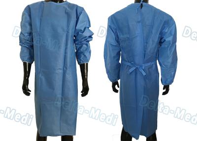 China Soft Disposable Protective Gowns , SMS Disposable Medical Gowns With 2 Waist Tie On / Neck Tie On for sale