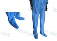 China Safe Disposable Coverall Suit , SMS Disposable Blue Coveralls With Hood / Boots Integral for sale