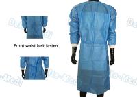 China SBPP Non Woven Disposable Surgical Gown Simple 40 - 60gsm With Front Waist Belt for sale