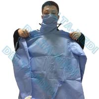 China Impervious Sterile SMS SMMS SSMMS Disposable Surgical Gown Integrated Mask for sale