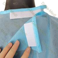 China Sterile AAMI Level 3 Surgical Gown PP Coated PE 2 Belts Velcro On Kintted Cuff for sale